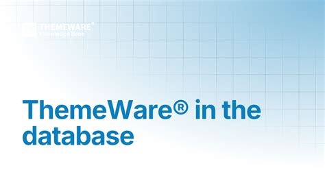 Themeware® In The Database Themeware® Knowledge Base