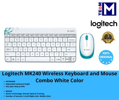 Logitech Mk240 Wireless Keyboard And Mouse Combo White Color