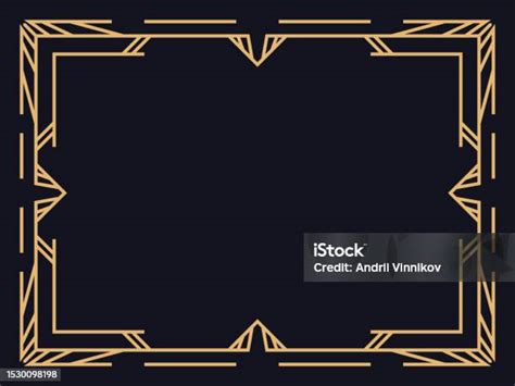 아르 데코 프레임입니다 검은색 바탕에 금색의 빈티지 선형 테두리 초대장 전단지 및 인사말 카드용 템플릿을 디자인합니다 1920 년대에서 1930 년대의 스타일 벡터 그림