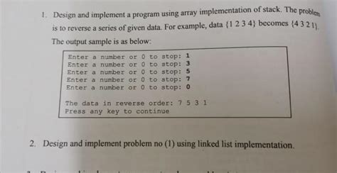 1 Design And Implement A Program Using Array Chegg Com