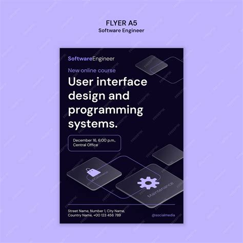 소프트웨어 엔지니어 플라이어 템플릿 디자인 무료 Psd 파일