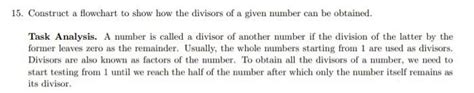 Solved Construct A Flowchart To Show How The Divisors Of A