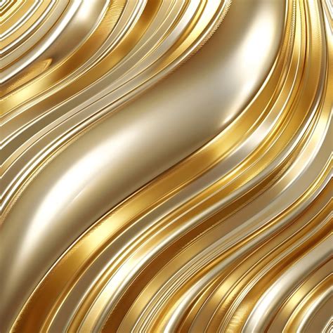 Abstract Golden Waves And Swirls With A Liquid Metallic Texture Creating A Luxurious And Fluid