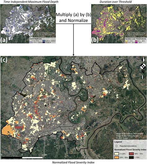 Flood Intensity A Depicts The Time Independent Maximum Flood Depth In Download Scientific
