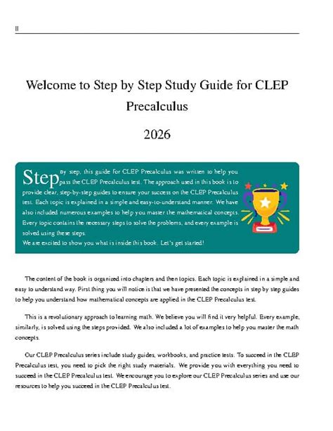 Clep Pre Calculus Step By Step Study Guide Study Guide 2 Practice Tests