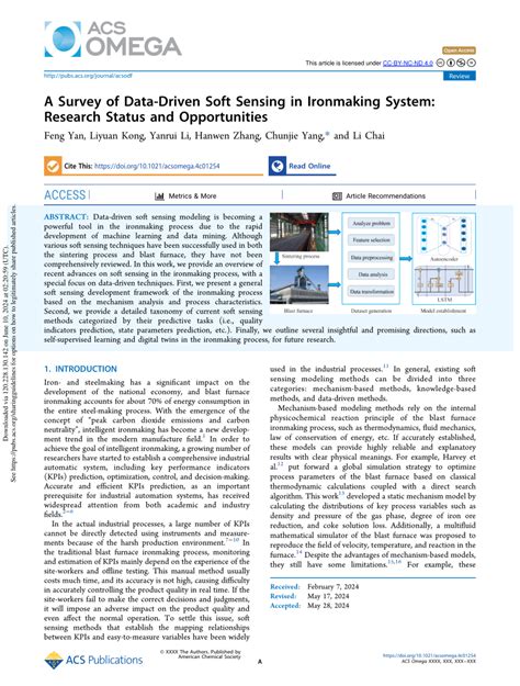 Pdf A Survey Of Data Driven Soft Sensing In Ironmaking System