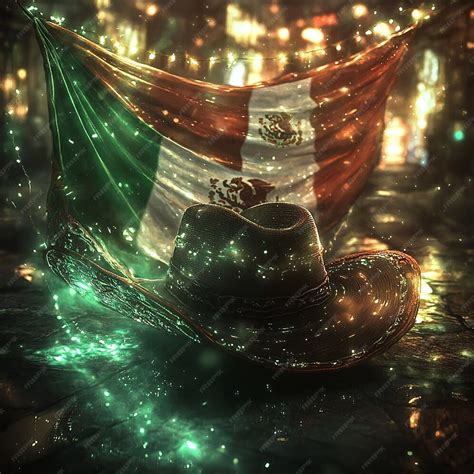 Mexican Cowboy Hat On Flag Premium Ai Generated Image