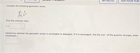 Solved Consider The Following Geometric Series [