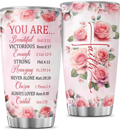 Jenois Christian Faith Rose Floral Tumbler For Women 20oz