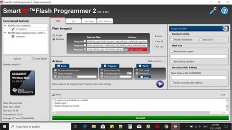 Launchxl Cc2640r2 Failed Bin File Download Using Smartrf Flash Programmer 2 181 Bluetooth