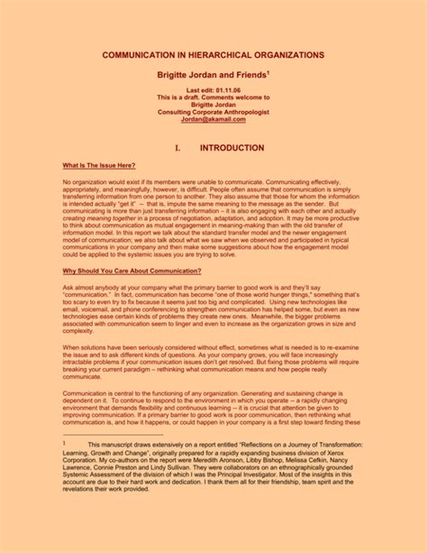 Communication In Hierarchical Organizations