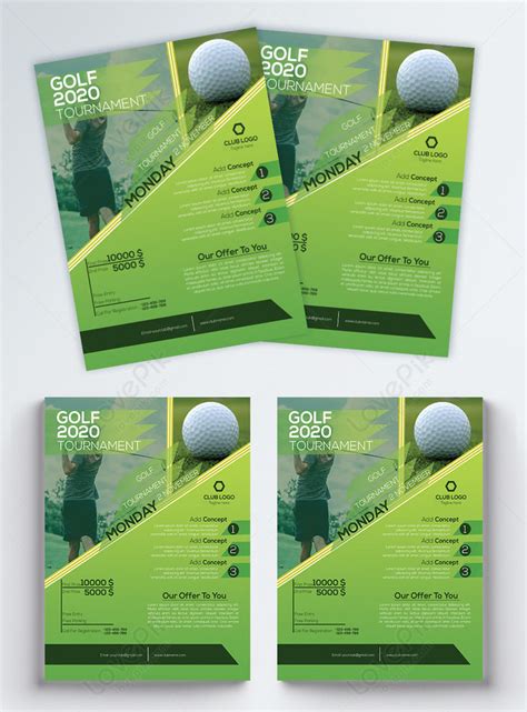 그린 모던 골프 토너먼트 전단지 이미지 사진 450042737 무료 다운로드