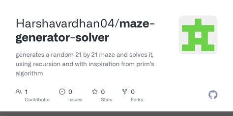 GitHub Harshavardhan04 Maze Generator Solver Generates A Random 21