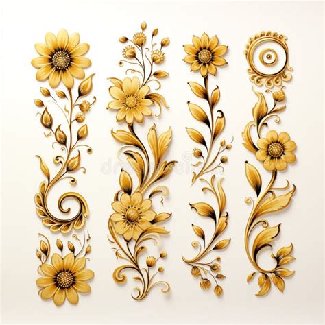 Luxury Decorated Border Pattern Set Pattern For Frame Border Generative Ai Stock Illustration