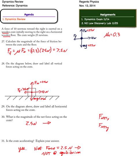 Dynamics Review Regents Physics