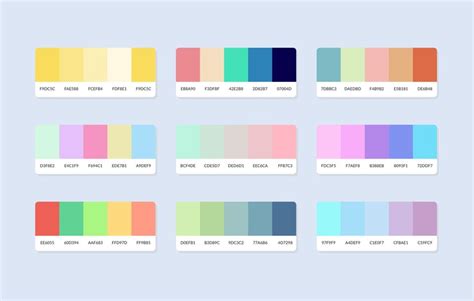Rgb Hex의 Pantone 컬러 팔레트 카탈로그 샘플 프리미엄 벡터