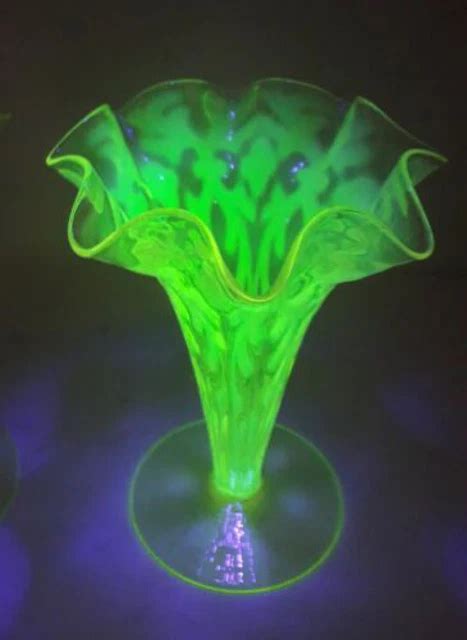 John Walsh Vaseline Uranium Glass Vase In The New Opaline Brocade