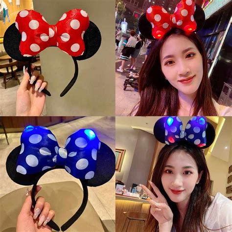 Mickey Minnie Luminosa Led Bandana Mouse Piscando Colorido Headwear Decoração De Festa De Bola