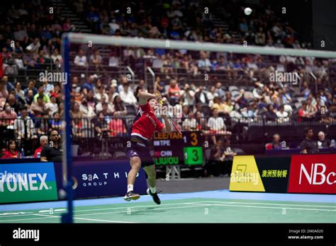 Lu Guang Zu Of China In Action During The Singles Match Between Lu Guang Zu And Ng Tze Yong