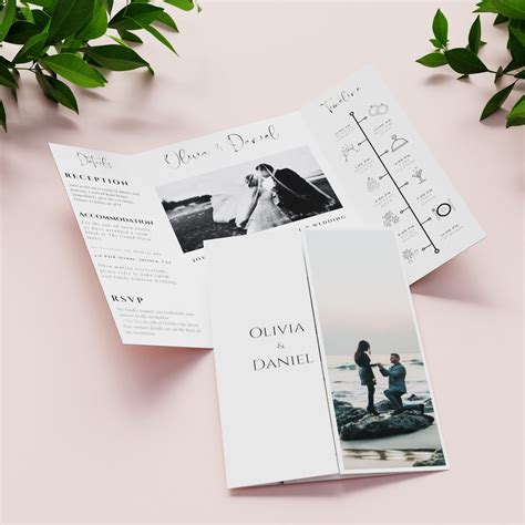 Wedding Trifold Photo Invitation Template Luxe Gatefold Etsy Australia