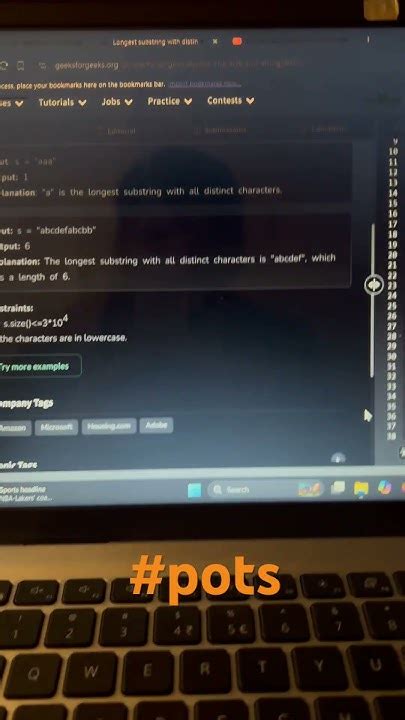 Longest Substring With Distinct Geeksforgeeks Pots Datastructure Coding Youtube