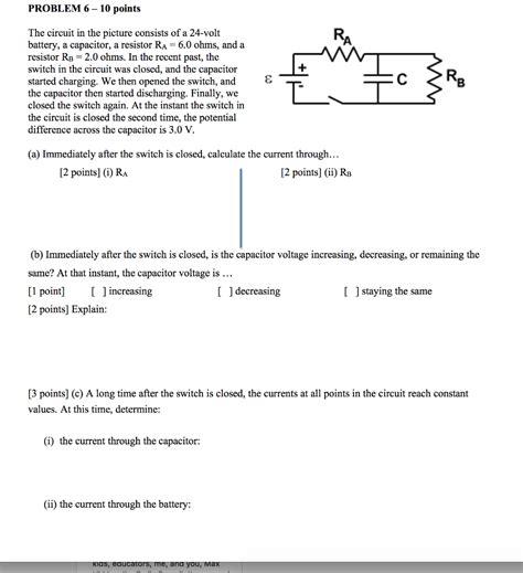 Solved PROBLEM 6 10 Points The Circuit In The Picture Chegg Com
