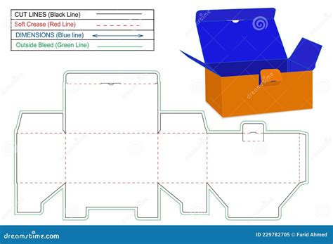 Tuck Top Snap Lock Bottom Or Auto Bottom Lock Box Dieline Template Stock Vector Illustration