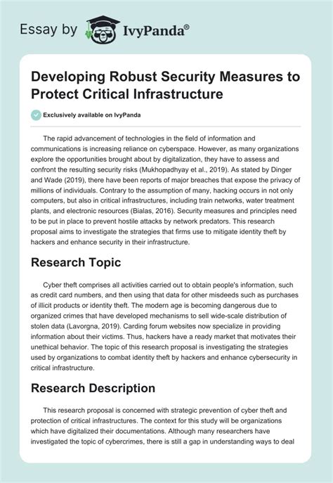 Developing Robust Security Measures To Protect Critical Infrastructure 1623 Words Research