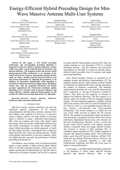 Pdf Energy Efficient Hybrid Precoding Design For Mm Wave Massive