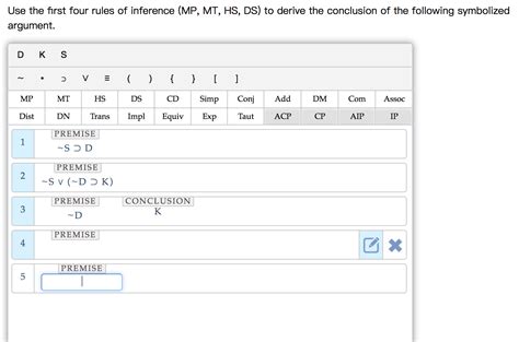 solved use the first four rules of inference mp mt hs