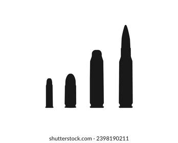 Black Bullets Silhouettes Set Bullet Cartridge Stock Vector Royalty