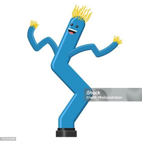 흰색 배경에 고립 된 평면 스타일에서 풍선 블루 튜브 남자 춤 영업 및 광고에 대 한 엉뚱한 흔들며 공기 손입니다 벡터 일러스트 레이 션 0명에 대한 스톡 벡터 아트 및