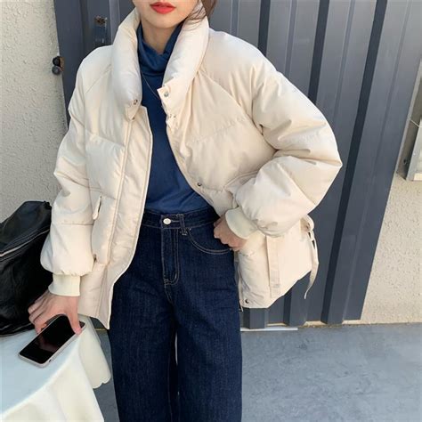 비스켓바스켓 캐주얼 하이넥 도톰 웰론 기본핏 체형커버 겨울 포근 따듯한 기본핏 데일리 데일리패딩 캐주얼패딩 하이넥패딩 웰론패딩 숏패딩 하프패딩 숏 하프 기본 아이보리