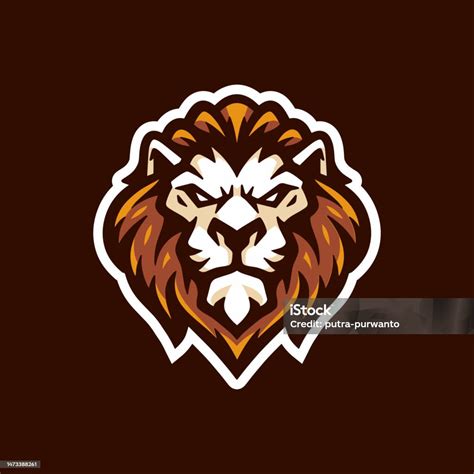 사나운 사자 머리 마스코트 로고 디자인 만화 사자 머리 아이콘 그림 갈기에 대한 스톡 벡터 아트 및 기타 이미지 갈기 고양