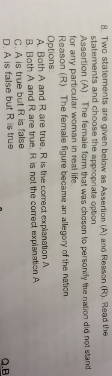 8 Two Statements Are Given Below As Assertion A And Reason R Read T