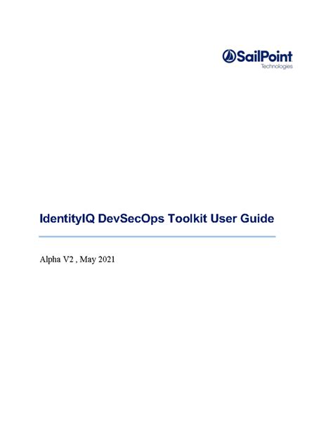 Identity Iq Dev Sec Ops Toolkit User Guide Identityiq Devsecops Toolkit User Guide Alpha V2