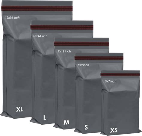 125 Assorted Mixed Grey Mailing Poly Postal Self Seal Bags 5 Sizes 25
