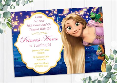 Invitaci N De Rapunzel Invitaci N De Princesa Invitaci N De Etsy M Xico