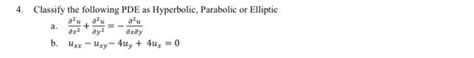Solved 4 Classify The Following Pde As Hyperbolic