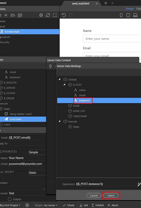 Wappler Documentation Sending Form Data To Email