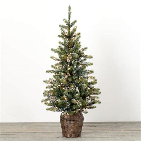 Sullivans 4 Ft Green Prelit Potted Iced Pine Artificial Christmas Tree