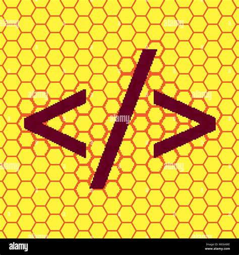 Programming Code Icon Symbol On A Yellow Background Abstract Similar To