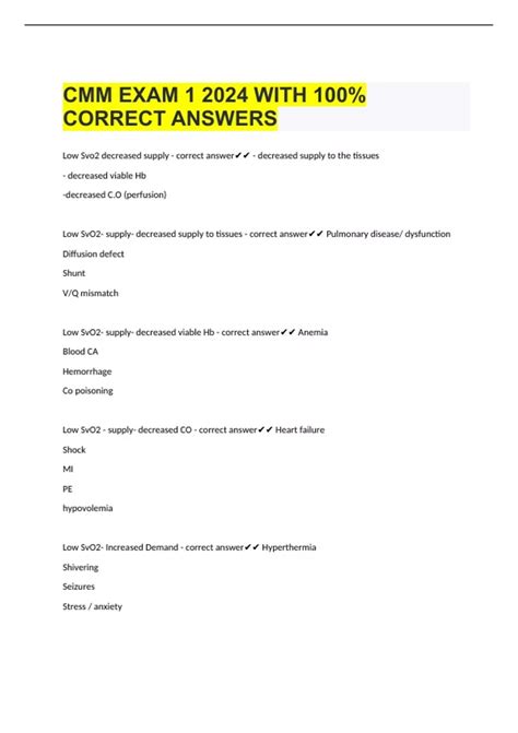 Cmm Exam 1 2024 With 100 Correct Answers Cmm Stuvia Us