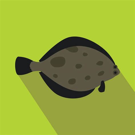 Fish Flounder Icon Flat Style Vector Art At Vecteezy
