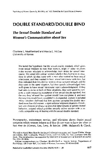Pdf Double Standarddouble Bind The Sexual Double Standard And Women Pdf Double Standarddouble Bind The Sexual Double Standard And Women