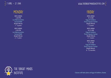 Spring Class Schedule