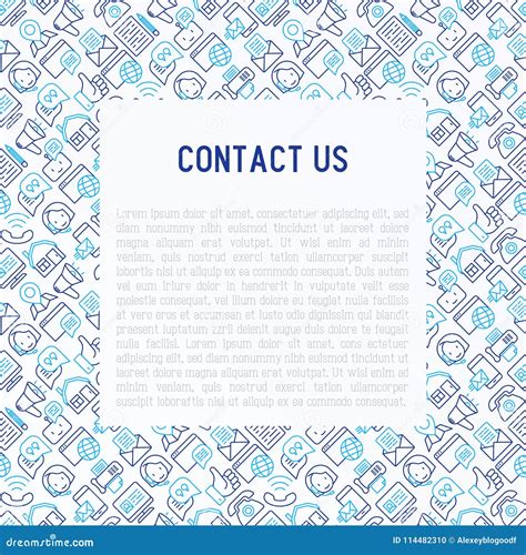 Contact Us Concept With Thin Line Icons Stock Vector Illustration Of