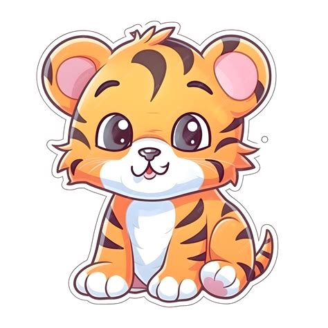 귀여운 만화 호랑이 벡터 일러스트 레이 션 흰색 배경에 고립 프리미엄 사진