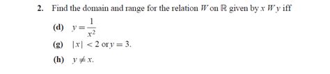Find The Domain And Range For The Relation W On R