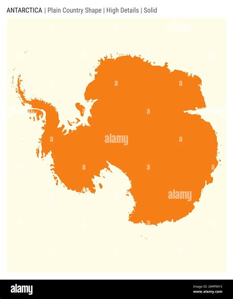 Antarctica Plain Country Map High Details Solid Style Shape Of